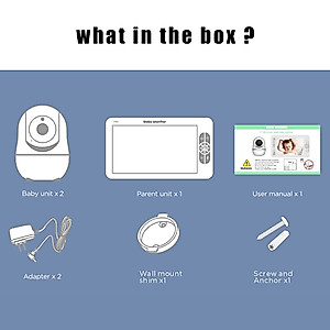 GUAZI STORE Baby Monitor, 7-inch Large Screen,Baby Monitor with Camera Audio Split Screen, Rotating Camera, Two-Way Talk, Temperature Monitoring,Baby 2 Camera,Automatic Night Vision, Lullaby.…