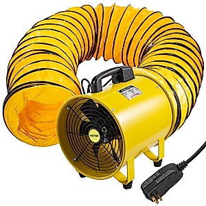 VEVOR Utility Blower Fan, 12inch Portable Ventilator 3900m³/h 1900rpm 2800rpm High Velocity Two-Speed Cylinder Fan 520W Utility Blower with 5m Duct Hose, 110V