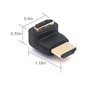VCE HDMI 90 and 270 Degree Adapter 6-Pack, Right Angle HDMI Adapter Male to Female L-Shape Connector with 4K@60Hz, 3D for TV Stick, HDTV, PC