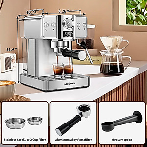 SEEDEEM Espresso Machine,20 Bar Espresso Maker with Milk Frother,Stainless Steel Latte and Cappuccino Machine with 1.8L(60 Fl Oz) Removable Water Tank