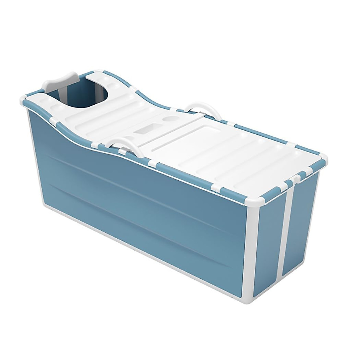 MegLob Lightweight Foldable Bathtub, Foldable Collapsible Bathtub Portable Bathtub Adult, Large Foldable Soaking Freestanding Bathtub with Lids, Ideal for Hot Bath Ice Bath for RV,Blue