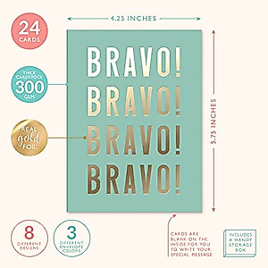 Sweetzer & Orange Set of 48 Congratulations Cards – Perfect for Graduation Greeting Cards – 8 Gold Foil Congrats Design Assortment – With Envelopes and Box – 4.25x5.75”
