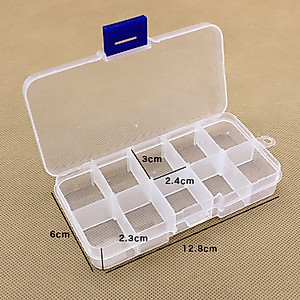 10 Grids Clear Plastic Organizer Box Storage Container Jewelry Box with Adjustable Dividers for Beads Art DIY Crafts Jewelry Fishing Tackles, Plastic Jewelry Box Organizer, Clear Storage Box Containe