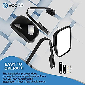 ECCPP Driver Right Door Mirror for Ford F-Series F150 F250 F350 Bronco Tow Mirrors Fit For 1980-1996 Ford F150 F250 F35 F150P/U/BRONCO Towing Mirrors Manual Telescopic Black Texture Housing