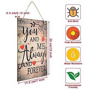 Jetec 2 Pieces Valentine's Day Hanging Wooden Sign Ornament Hanging Wall Plaque Red Heart for Home Garden 10 x 7 Inch