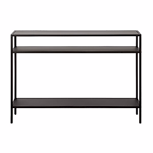 Henn&Hart 42" Wide Rectangular Console Table with Metal Shelves in Blackened Bronze, Entryway Table, Accent Table for Living Room, Hallway