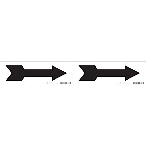 Brady 76506 Self-Sticking Vinyl Arrow, 2-1/4" Height x 7" Width, Black on White