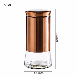 Whole Housewares | Glass Canisters | Spice Jars | Bronze Cover and Lid | Set of 3 Canisters for Kitchen Organization | Food Storage containers (28/38/50oz)
