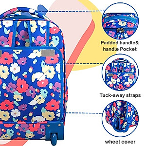 J World New York Sweep Laptop Rolling Backpack, Petals, 18"