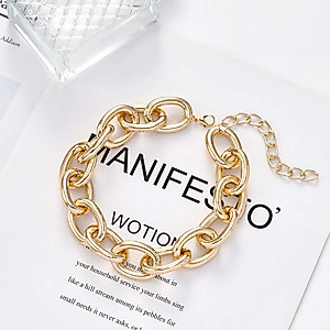 CLOACE Chunky Choker Necklace Gold Cuban Link Chain Thick Necklaces Punk Jewelry for Women(Gold cuban chain)