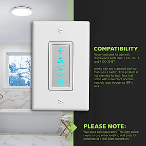 Homewerks 7150-12 LCD Bathroom Timer Switch for Ventilation Fan and Light 3 Functions