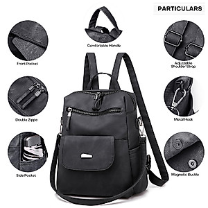 Osunnus Leather Backpack Purse for Women Vintage Fashion Travel Backpack Shoulder Bag, Black