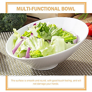 Luxshiny Ceramic Salad Bowls Porcelain Serving Dish White Angled Ceramic Bowls Large Salad Mixing Bowl for Weddings Events Birthday Party Soup Rice Prep