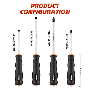 DIFFLIFE Screwdriver Sets Screwdriver Kit 4-Piece, Professional Cushion Grip Insulated Magnetic Tip Electrician Screwdriver Kits (4-Piece)…