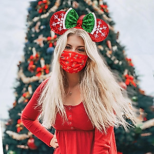 UNSPAZ Glitter Mouse Ears Headband - Christmas Party Accessory for Adults, Kids, and Women