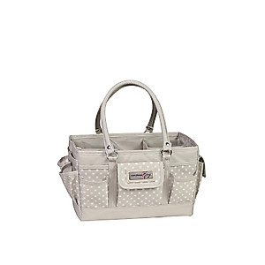 Everything Mary Craft Bag Organizer Tote, Tan Dot - Storage Art Caddy for Sewing & Scrapbooking - Crafts Supply Carrier for Supplies & Tools - Organization for School, Medical, Office