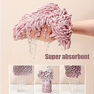 4 Pack Chenille Hand Towels Funny Fuzzy Ball Towel Cute Animal Kids Hand Towels Microfiber Plush Absorbent Quick Hand Drying Puff Towel with Hanging Button Loop for Kitchen and Bathroom (Hedgehog)