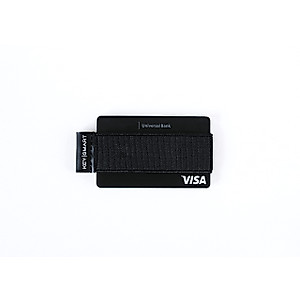 KeySmart - Elastic Wallet band to Keep Your Cards and Money More Secured - Stretchable and Minimalist Money Band for Men and Women - Rubber band Wallet for Cards, License, Cash (Black)