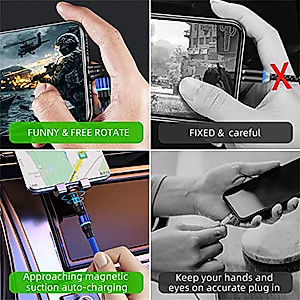 Magnetic Charging Cable 3A Fast Charging & Data Sync 540° Rotation 6.6ft Magnetic Phone Charger Cable Nylon Braided 3 in 1 Magnetic Cable Compatible with Android Micro USB/USB C/Type C/Phone Devices