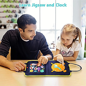 QIFUN Busy Board Toddlers, Montessori Toys for 1 2 3 Year Old, Sensory Toys for Toddlers 1-3, Travel Toy for Kids 1-4 Years Old Educational Learning Toys for Babies Develop Basic Skills