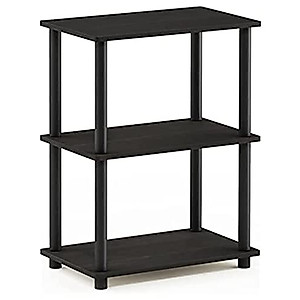 Furinno Turn-N-Tube No Tool 3-Tier Storage Shelf, Narrow, French Oak Grey/Black