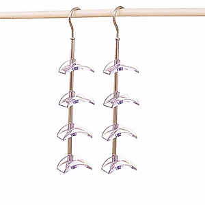 Chris.W Rotateble 4-Hooks Over The Closet Rod Hanging Storage Organizer Hanger for Purses, Backpacks, Satchels, Crossovers, Handbags Storing and Organizing - 2 Pack (Transparent)