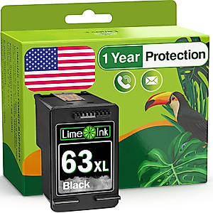 Limeink 1 Black Remanufactured Ink Cartridge 63XL 63 XL High Yield for HP Envy 4512 4520 Deskjet 3632 2130 2132 1110 1111 3636 3637 1112 3630 3634 OfficeJet 3830 3833 4650 4652 4655 5255 5258 Printer