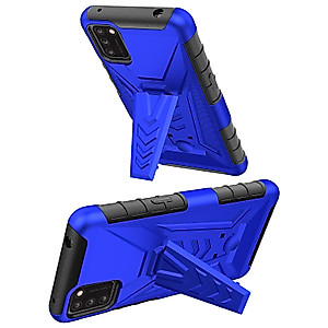 for Alcatel TCL A3X A600DL Case, with Tempered Glass Screen Protector Heavy Duty Protection Technology Built-in Kickstand Rugged Shockproof Protective Phone Case for Alcatel TCL A3X A600DL, (Blue)