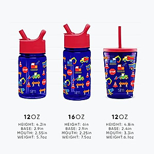 Simple Modern Kids Water Bottle Plastic BPA-Free Tritan Cup with Leak Proof Straw Lid | Reusable and Durable for Toddlers, Boys, Girls | Summit Collection | 12oz, Shark Bite