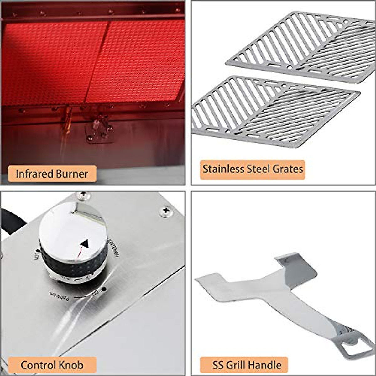 BIG HORN OUTDOORS Portable Infrared Broiler Propane Gas Grill, 1500 Degree Stainless Steel Tabletop Quick Cooking Steak Grill for Meat, Seafood, Veggies