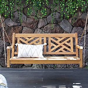 Cambridge Casual Maine Teak Wood Porch Swing, Natural Teak