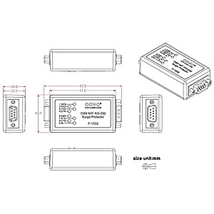 RS232 DB9M/F LED Link Tester with Surge Protection