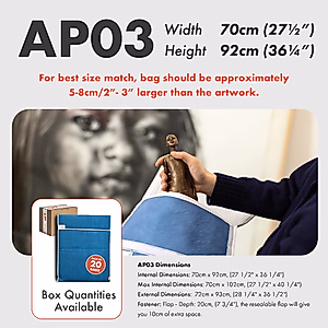 ARTPAKK Art Bags (AP03-28" x 36 1/2") - Strong • Shock-Absorbent • Reusable • Non-Toxic • Waterproof • Acid-Free Lining - Long-Term Art Storage + Shipping + Protection Solution (Colour May Vary)