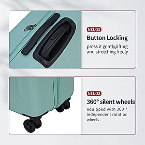 Widfre Luggage Sets 3 Pieces Carry on Suitcase Hardshell Lightweight Travel with Double Spinner Wheels Locks TSA Approved (Green)
