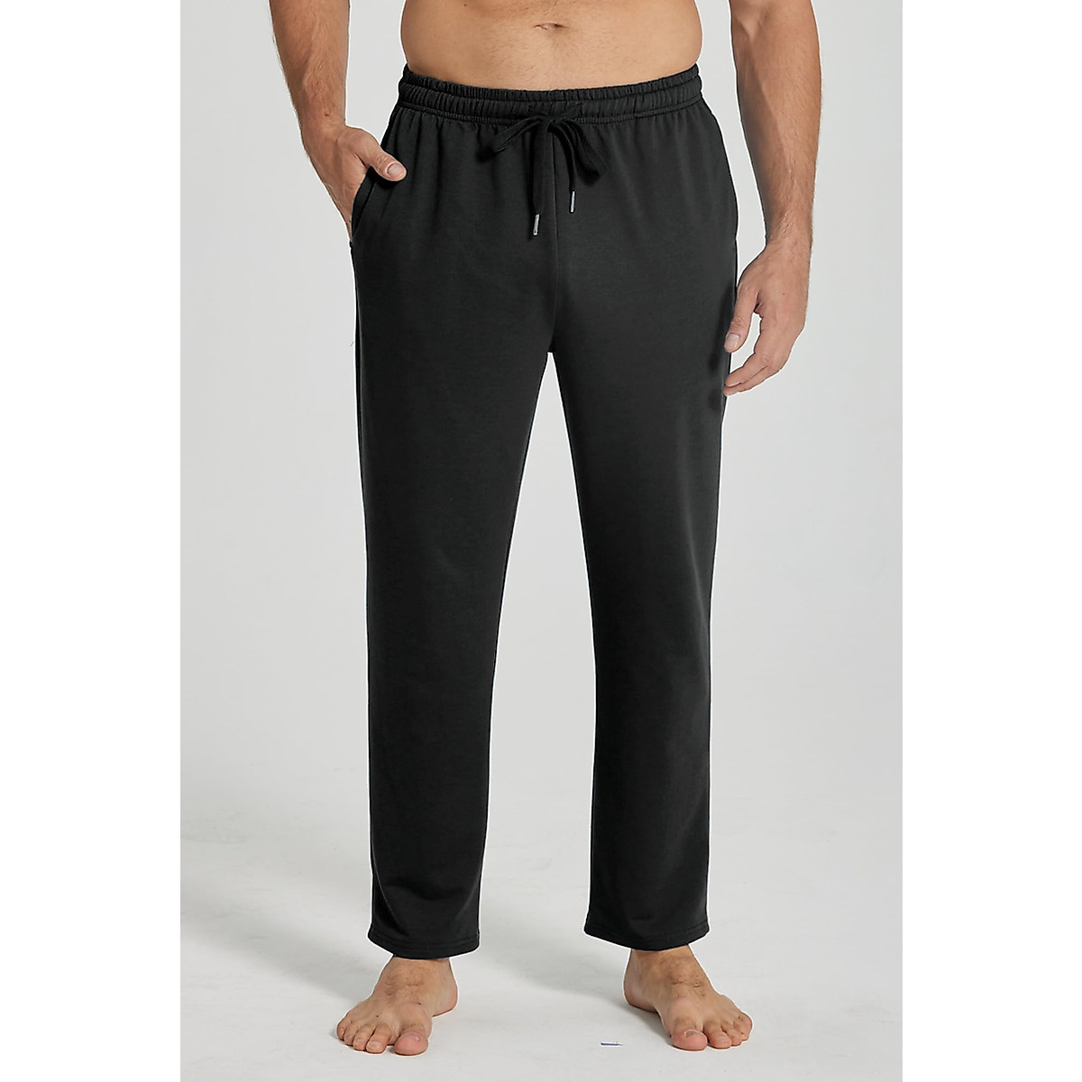 COOFANDY Men's Jogger Sweatpants Cotton Yoga Pants Casual Trousers Lounge Pants Black
