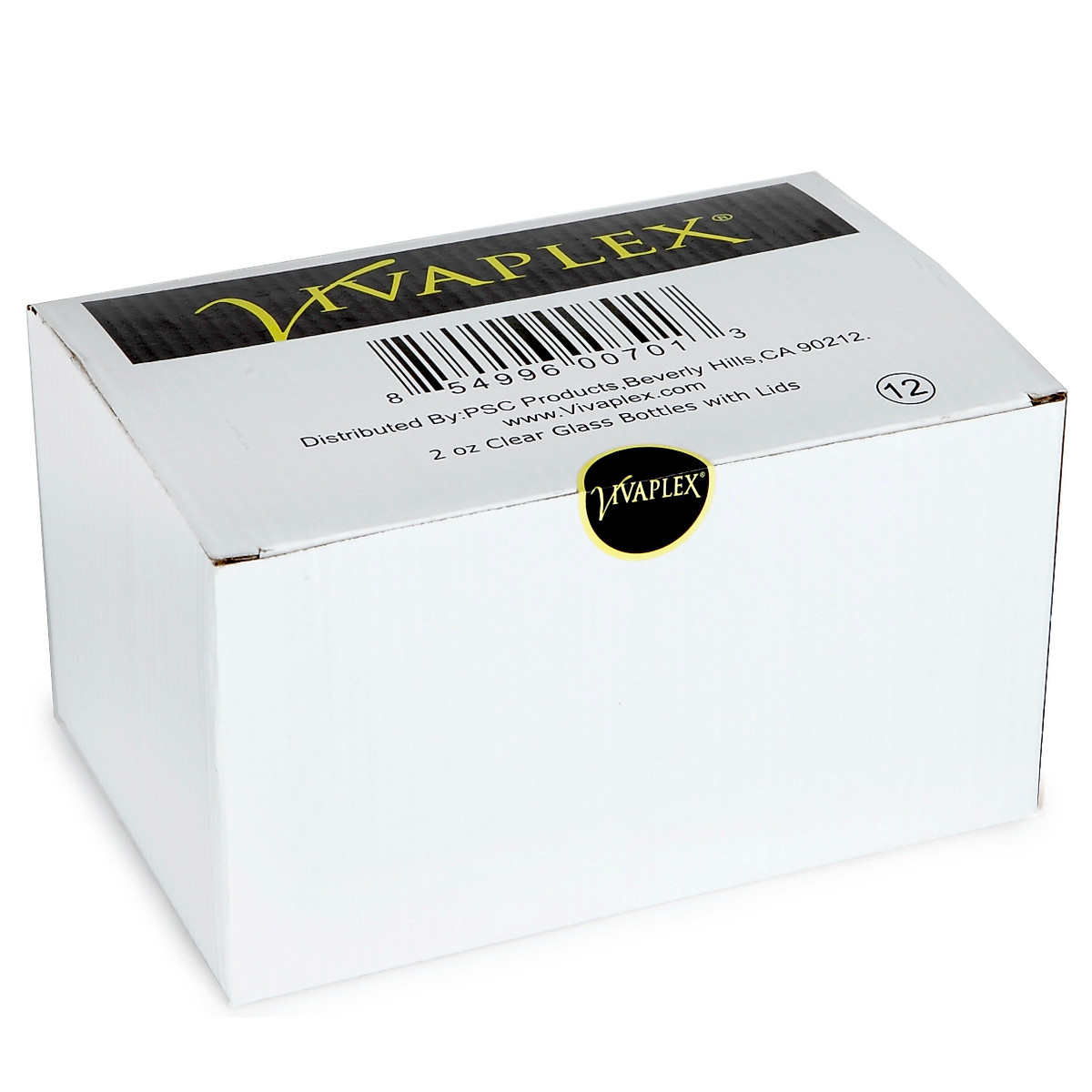 Vivaplex, 12, Clear, 2 oz Glass Bottles, with Lids