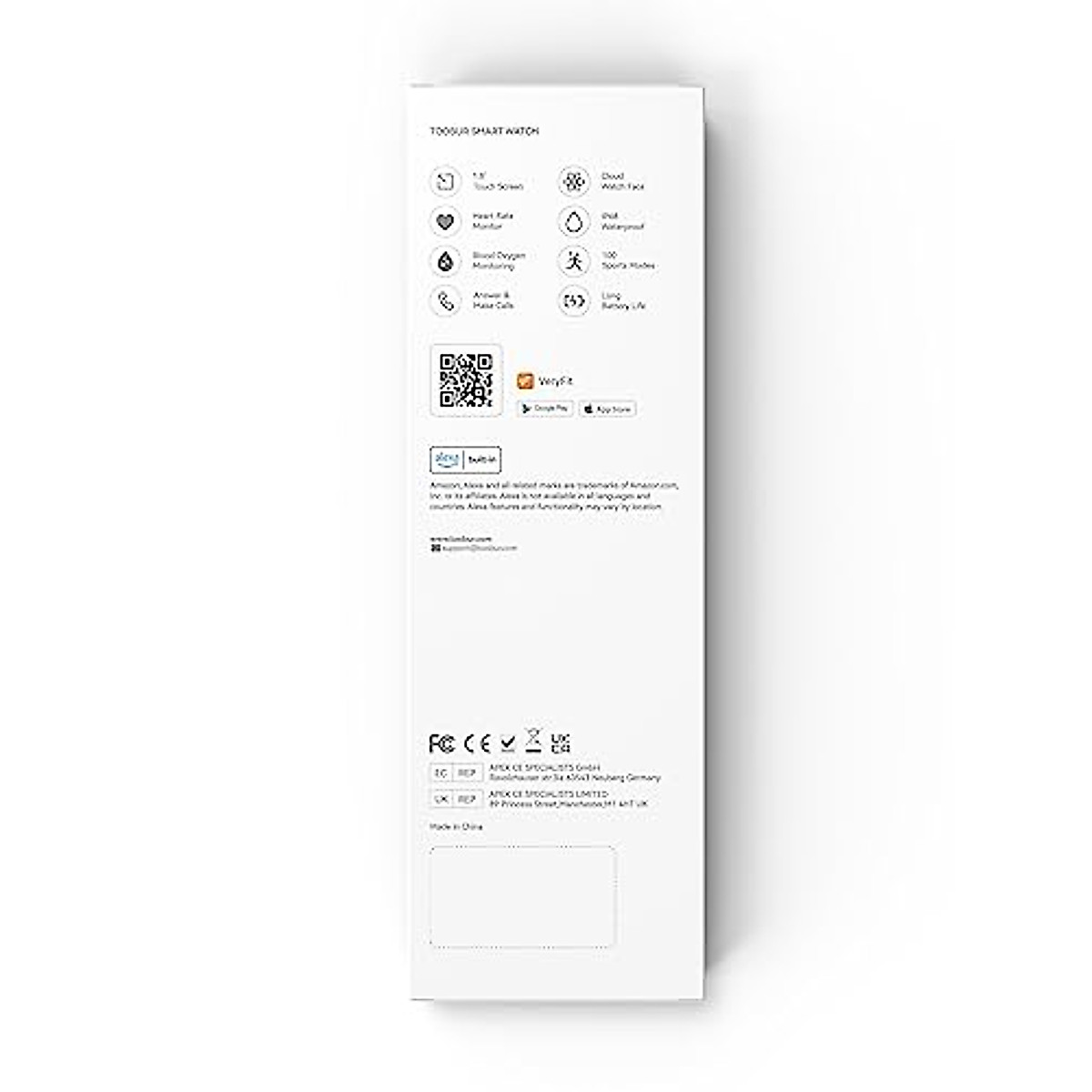 TOOBUR Smart Watch for Women Alexa Built-in, 1.8" Compatible Android iPhone, Answer&Make Call/Heart Rate/Step Counter/Sleep Tracker/100 Sports, Fitness Tracker Watch IP68 Waterproof Swimming