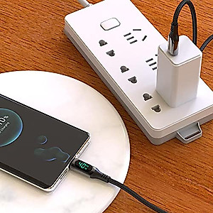 BoxWave Cable Compatible with Spotify Car Thing (Cable by BoxWave) - PowerDisplay PD Cable (6ft) - USB-C to USB-C (100W), LED Display 6 Foot PD Braided Nylon Cable for Spotify Car Thing - Jet Black