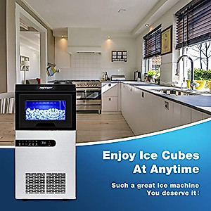 Artidy Commercial Ice Maker Machine, 100LBS/24H Clear Square Ice Cube,33LBS Ice Storage Capacity with Auto Clean and LED Temperature Display for Home,Restaurant,Bar,Coffee Shop,Kitchen