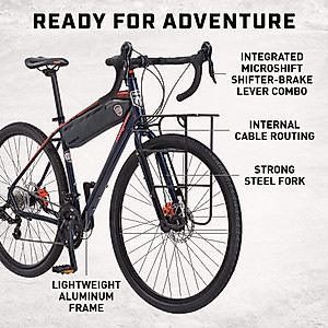 Mongoose Men's Elroy Adventure Bike 700C Wheel Bicycle, Blue, 54cm frame size