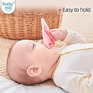 Smily Mia Flip-Flop Teething Toys, Silicone Teether for 3M+, Chewing Toys for Babies Teething Pain Relief, Silicone Baby Shoes, Right Foot Pink