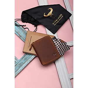 ALPHAHIDE Genuine Leather Wallet for Women - RFID Blocking Ladies Wallet - Zip-Around Ladies Purse - Credit Card Holder - Coin Pocket