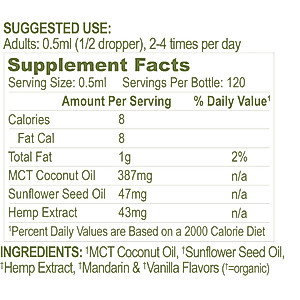 Restorative Botanicals Ultra High Strength Hemp Oil - 5000mg Mandarin Orange Flavor (2 oz - 120 Servings)