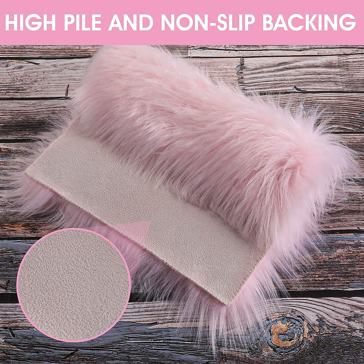 WLLHYF 10 Inches Mini Square Faux Fur Rug， Small Fluffy Area Rug Cushion for Living Room Sofa Bedroom Floor Soft Square Chair Cover Seat Pad Nail Mat for Photographing Background of Jewelry
