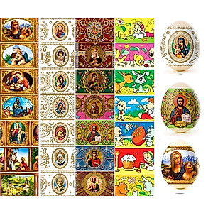 LOVARE Lot 4 Heat Shrink Wrap Sleeve Decoration Easter Pysanka Pysanky Supplies Ornaments for 28 Eggs Traditional, Icons