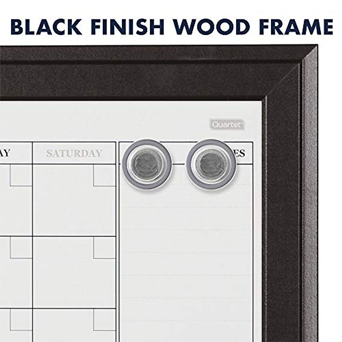 Quartet Combination Magnetic Whiteboard Calendar & Corkboard, 17" x 23" Combo Dry Erase White Board & Cork Bulletin Board, Perfect for Office, Home School Message Board, Black Frame (79275)