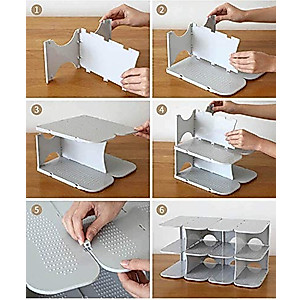 SHOEWAY 6-Tier Shoe Organizer Rack, Stackable and Adjustable Multi-Function Space-Saving Shoe Storage Shelf, Ideal for Entryway Hallway Closet Cabinet Walkway Bill Living Room Corridor Balcony [Khaki]