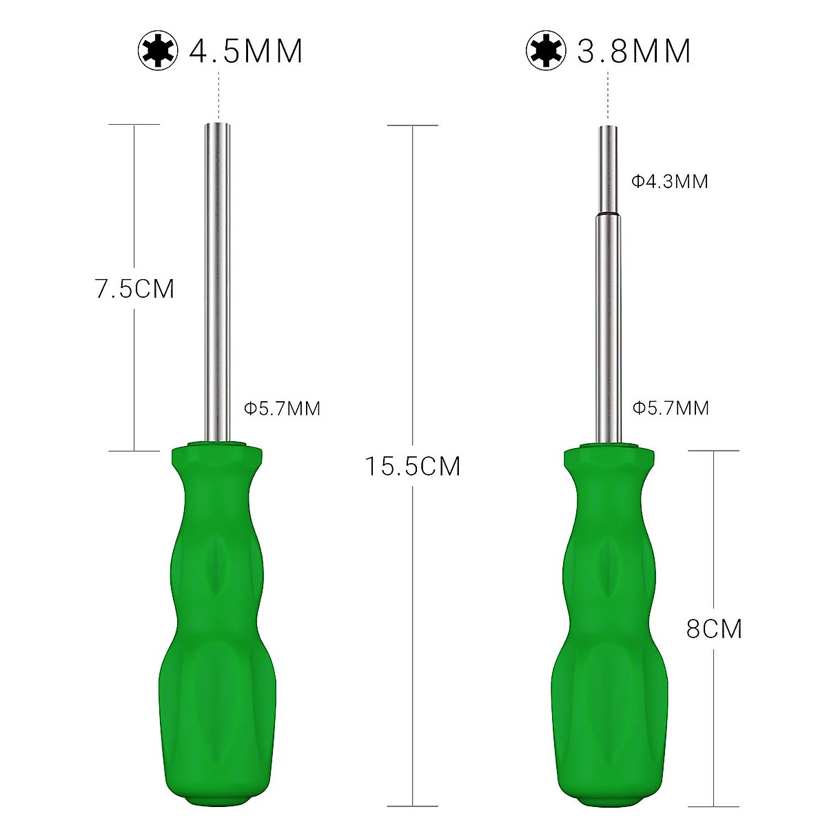 Gamebit Screwdriver Set, Security Screwdriver Bit Set 3.8mm and 4.5mm Security Screwdriver Bits Perfect fit for Virtual Boy, Opening Nintendo, Sega Consoles and Game Cartridges - Green