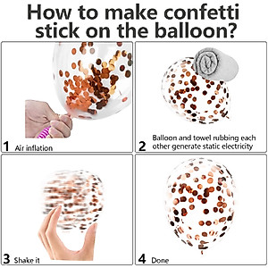 Kelfara Rose Gold and Black Balloons 60Pcs 12 inch Matte Black Rose Gold and Confetti Latex Balloon Bulk for Birthday Party Bridal Shower Wedding Engagement Anniversary Prom Decorations