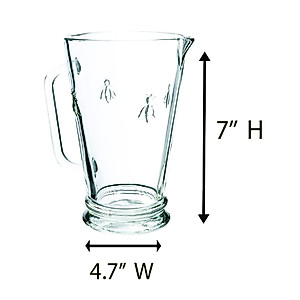 La Rochere Napoleon Bee Glass Pitcher – 34.0 oz, Decorative Glassware w/ The French Bee Embossed Design, Fine French Glassware, Drinking Pitcher, Glass Water Pitcher, Dishwasher Safe Iced Tea Pitcher